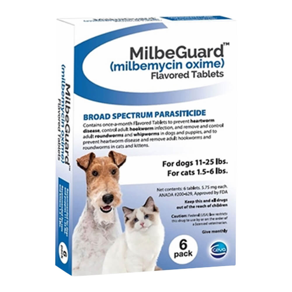 Rx Milbeguard Dogs 11-25lb Cat 1.5-6lb (Blue) x 6 tablet — AnimalWiz.com