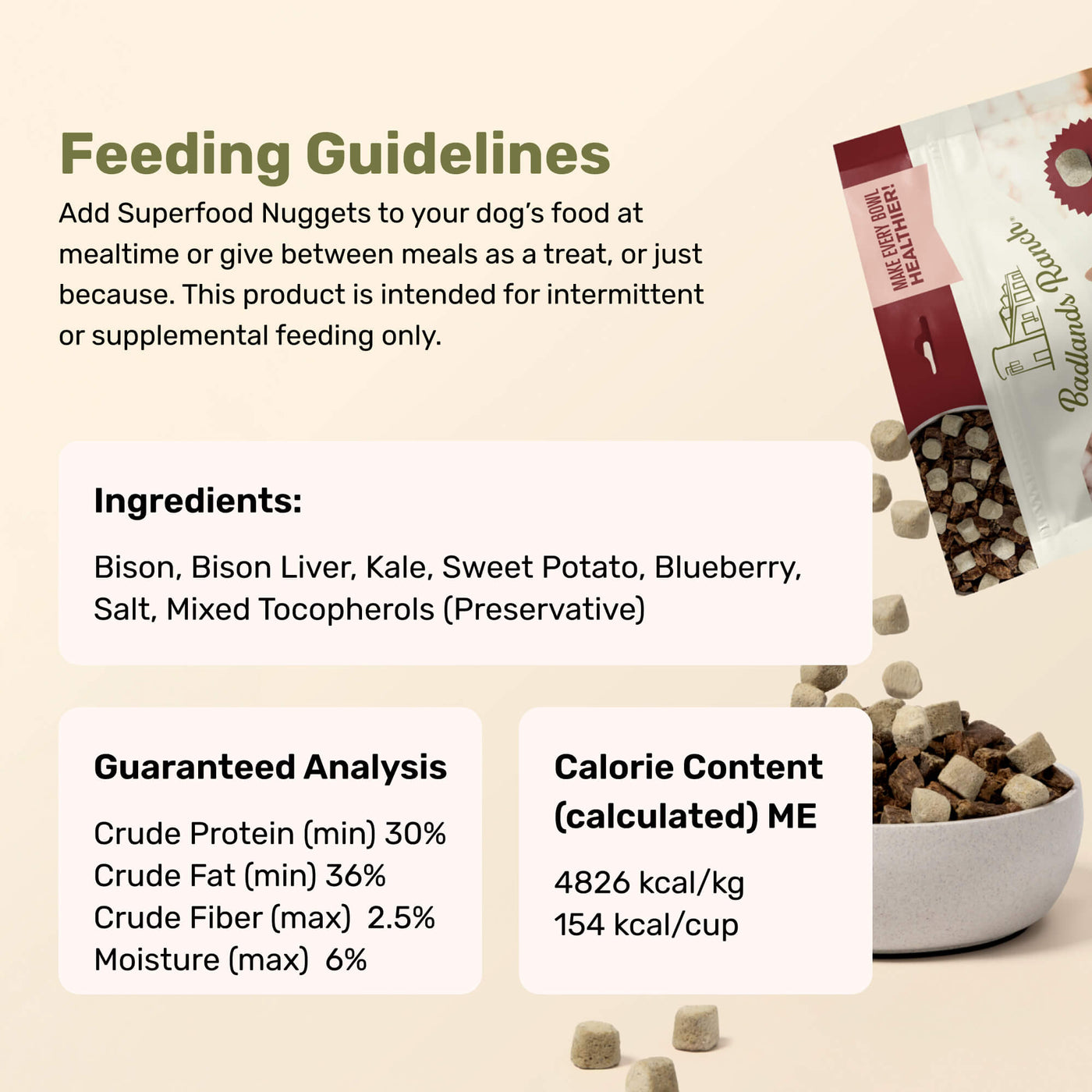 Badlands Ranch Superfood Nuggets Bison and Kale — AnimalWiz.com