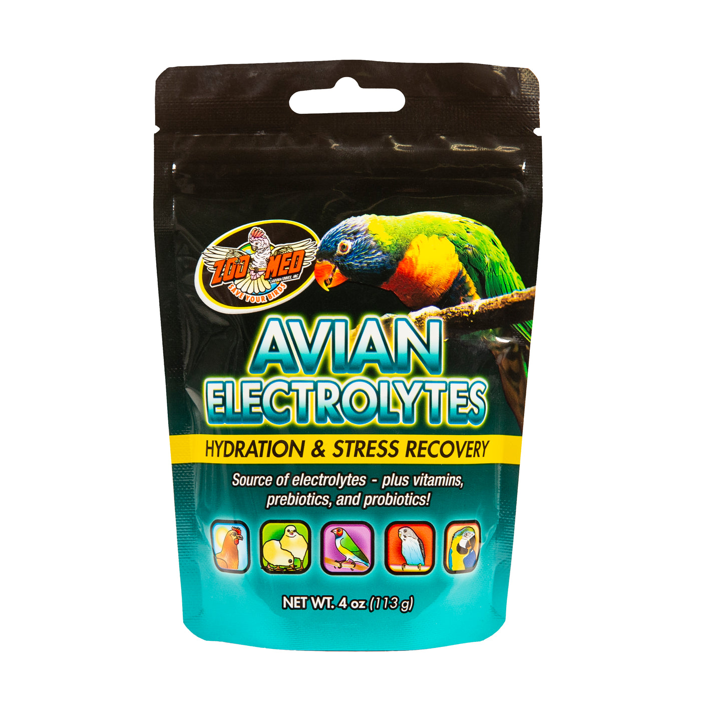 Zoo Med Avian Electrolytes Hydration and Stress Recovery 4oz ...