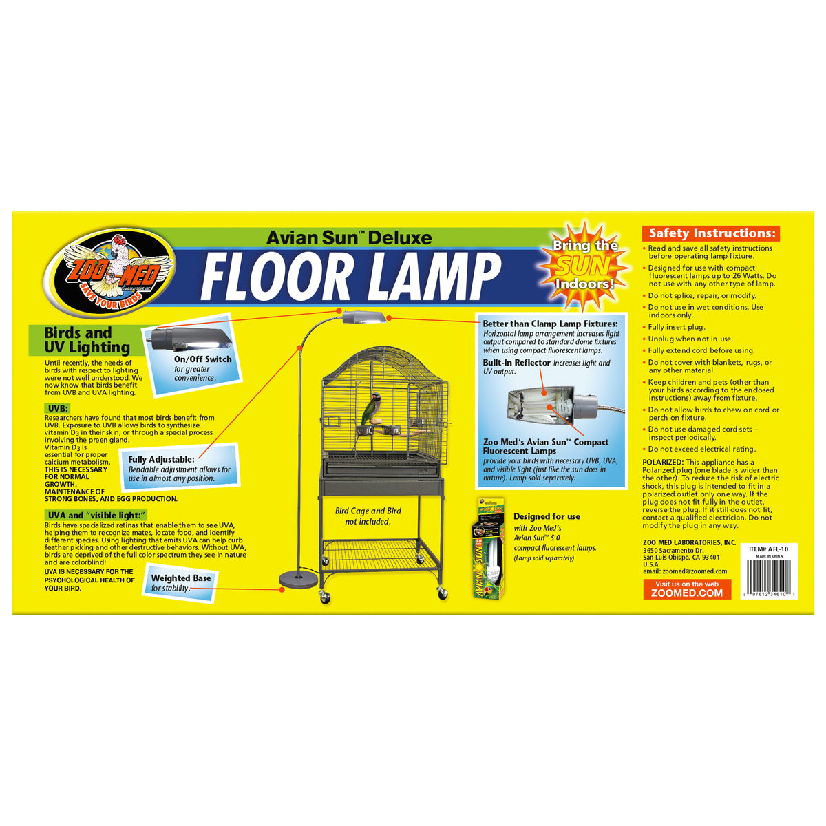 Zoo Med Avian Sun Deluxe Floor Lamp White 73 in — AnimalWiz.com