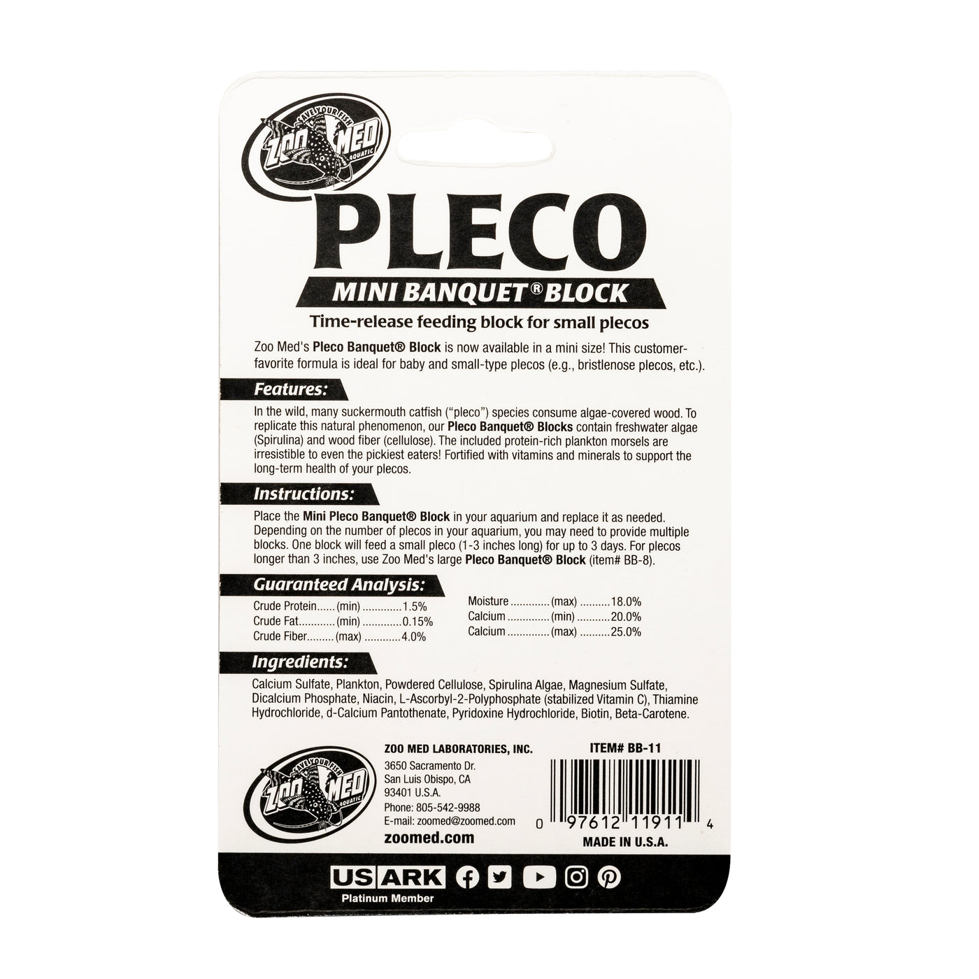 Zoo Med Pleco Banquet Fish Feeding Block Mini — AnimalWiz.com