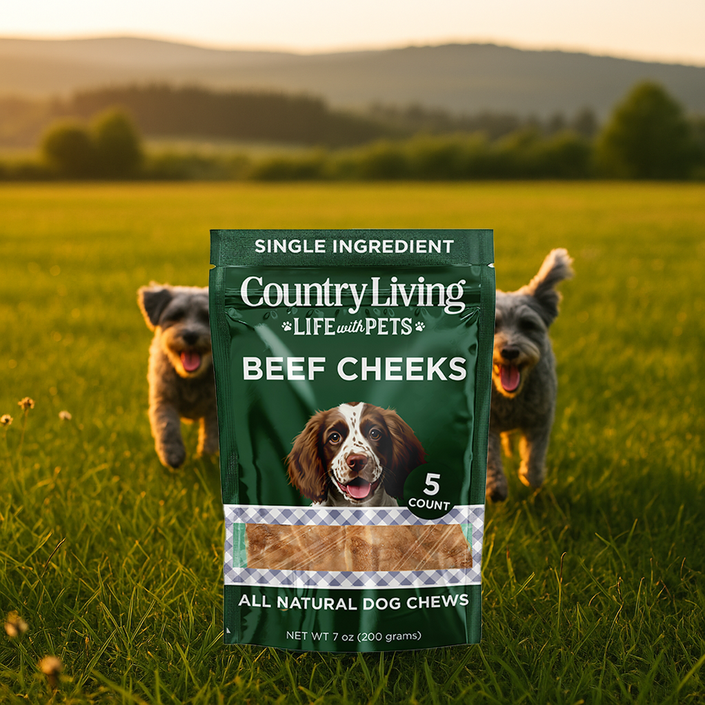 Country Living 4” x 4” Beef Cheek Chip Dog Treats – Chicken Flavor – 5 ...