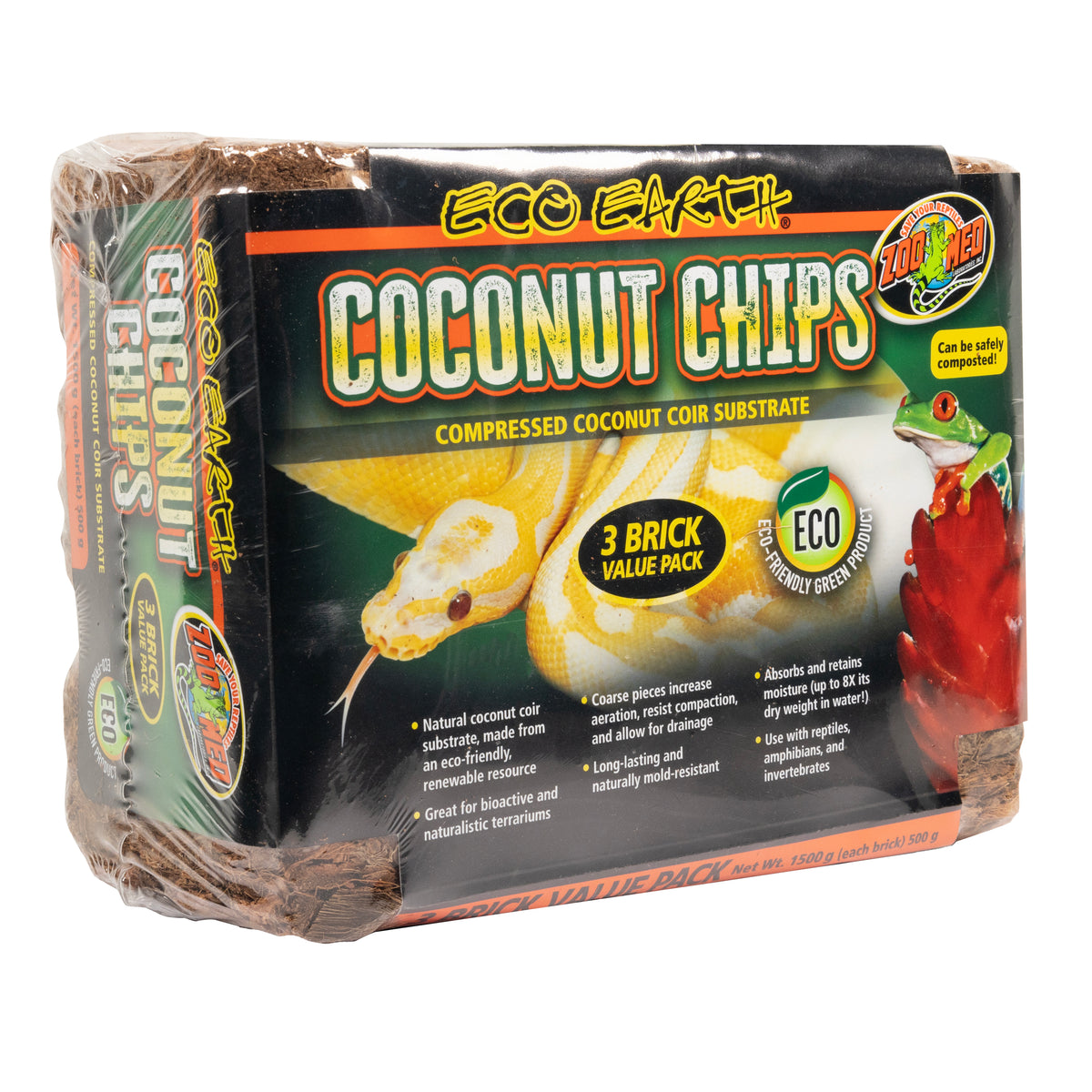 Zoo Med Eco Earth Coconut Chips Substrate 3 Bricks — AnimalWiz.com