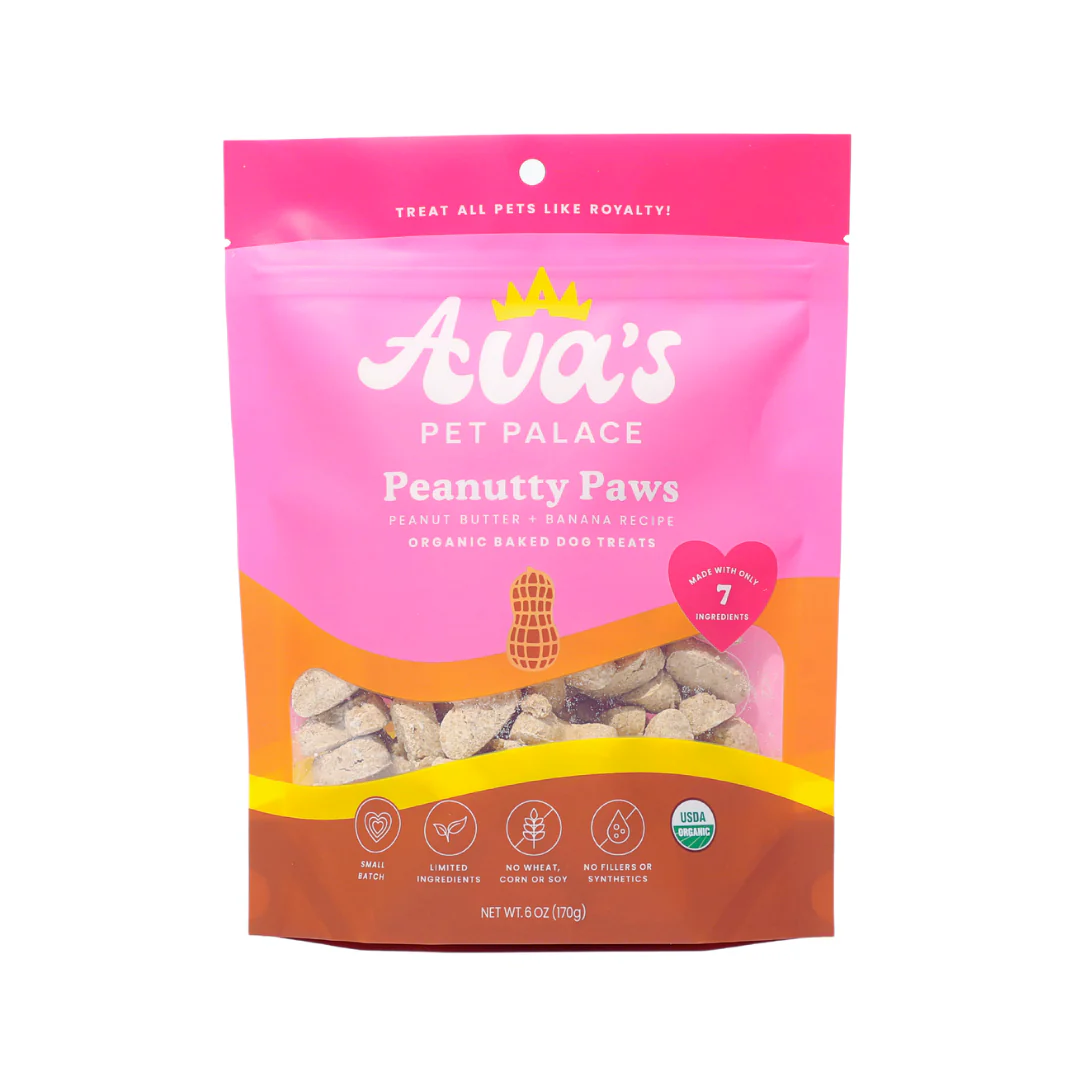Ava's Pet Palace Organic Oven Baked Dog Treats - Peanutty Paws (6 oz ...
