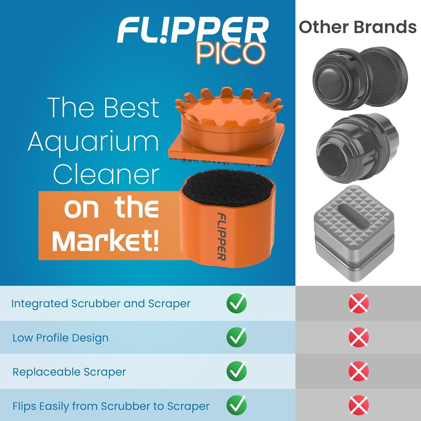 Flipper Pico 2-in-1 Magnetic Aquarium Cleaner Magnet — AnimalWiz.com