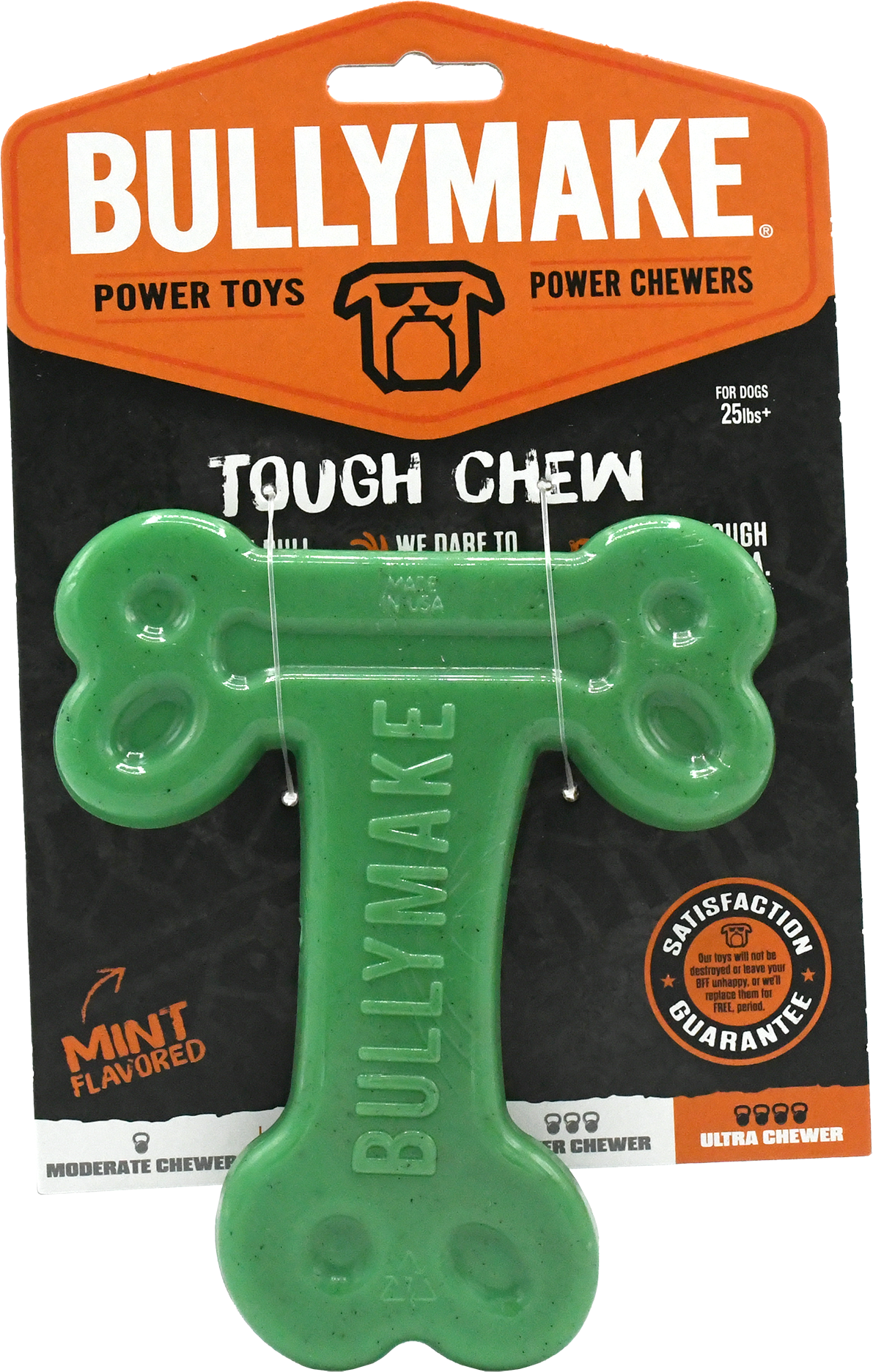 BullyMake Toss n' Treat Flavored Dog Chew Toy T-Bone Mint One Size ...