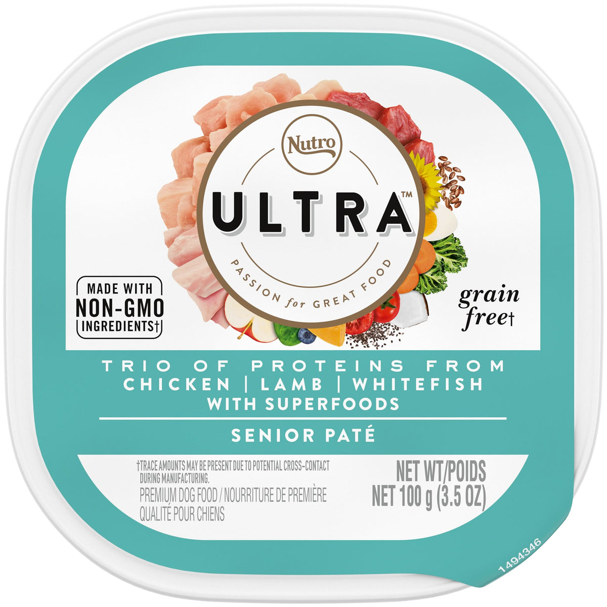 Nutro Products Ultra Grain Free Paté Senior Wet Dog Food Trio of Prote ...