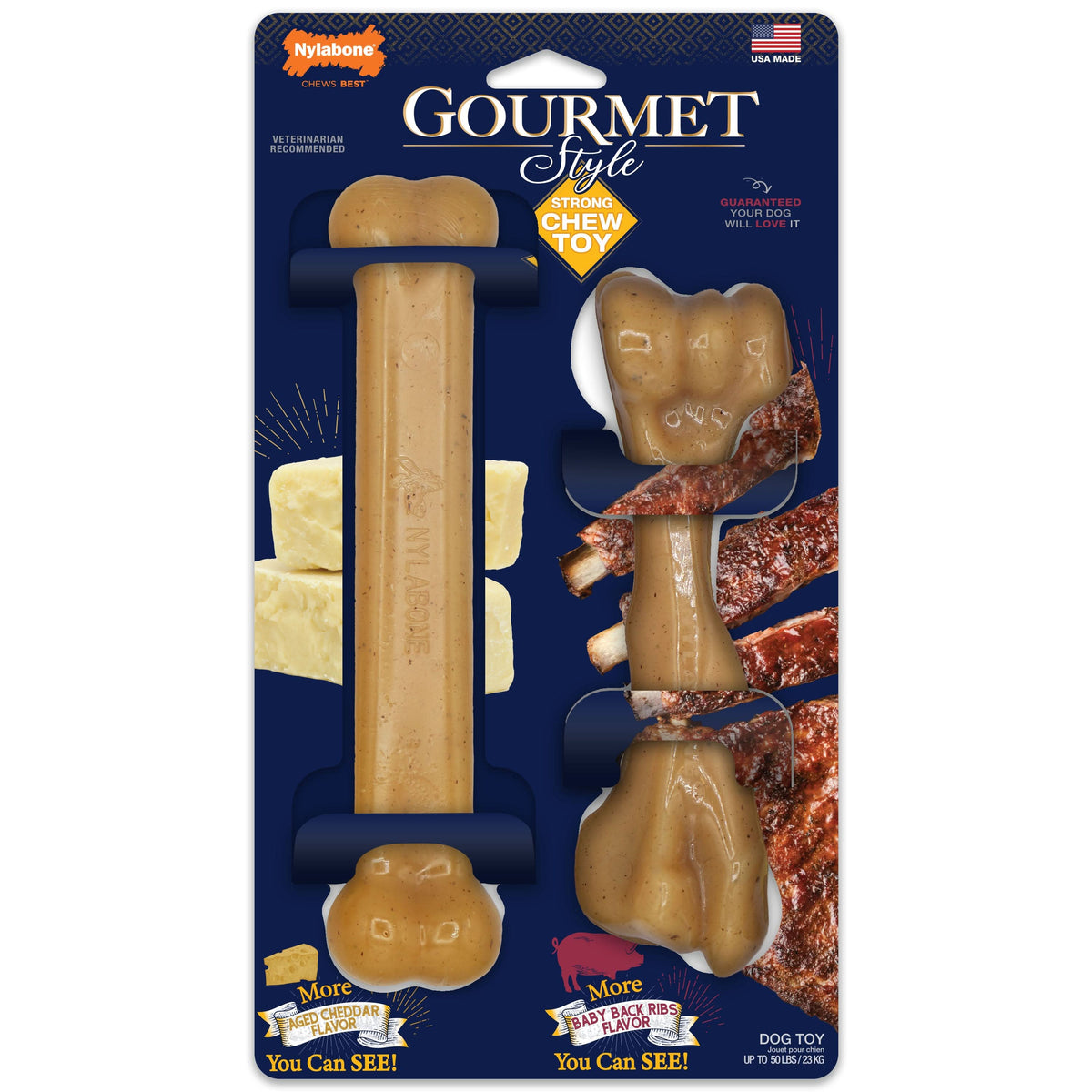 Nylabone Gourmet Style Strong Chew Classic Bone & Femur Bone Dog Chew ...