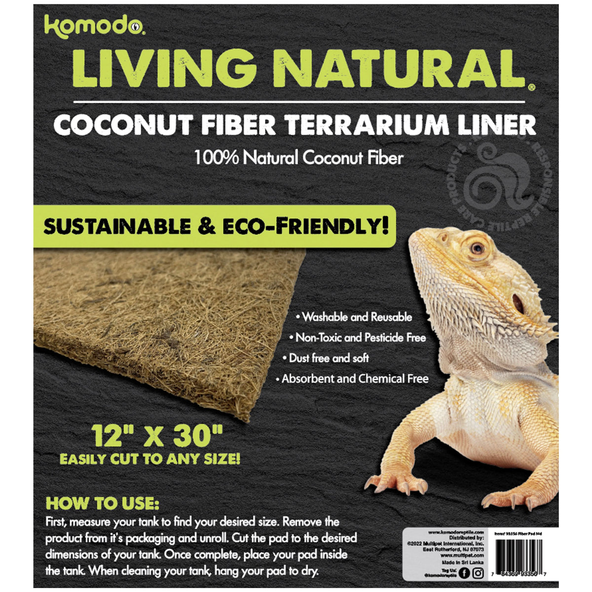 Komodo Living Natural Coconut Fiber Terrarium Liner 12in X 30in ...