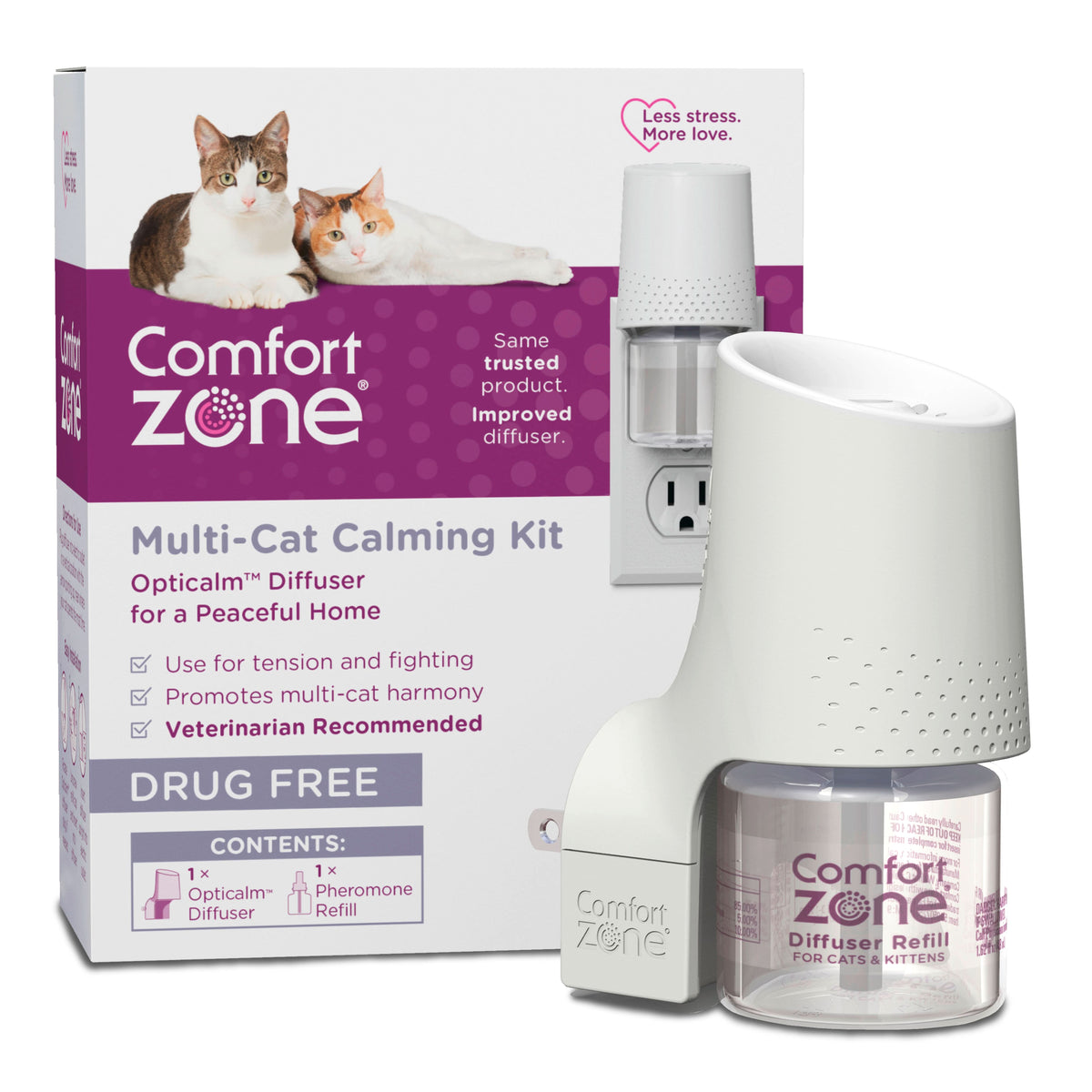 Comfort Zone Multi Cat Calming Diffuser: 1 Pheromone Diffuser & 1 Refi ...