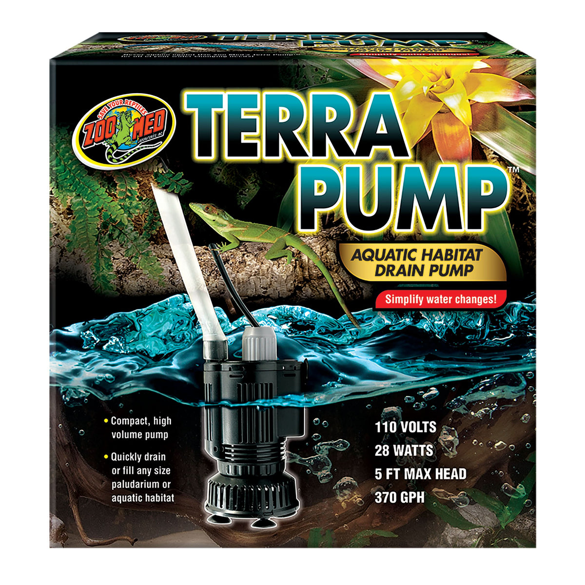 Zoo Med Terra Pump Aquatic Habitat Drain Pump 370gph — AnimalWiz.com