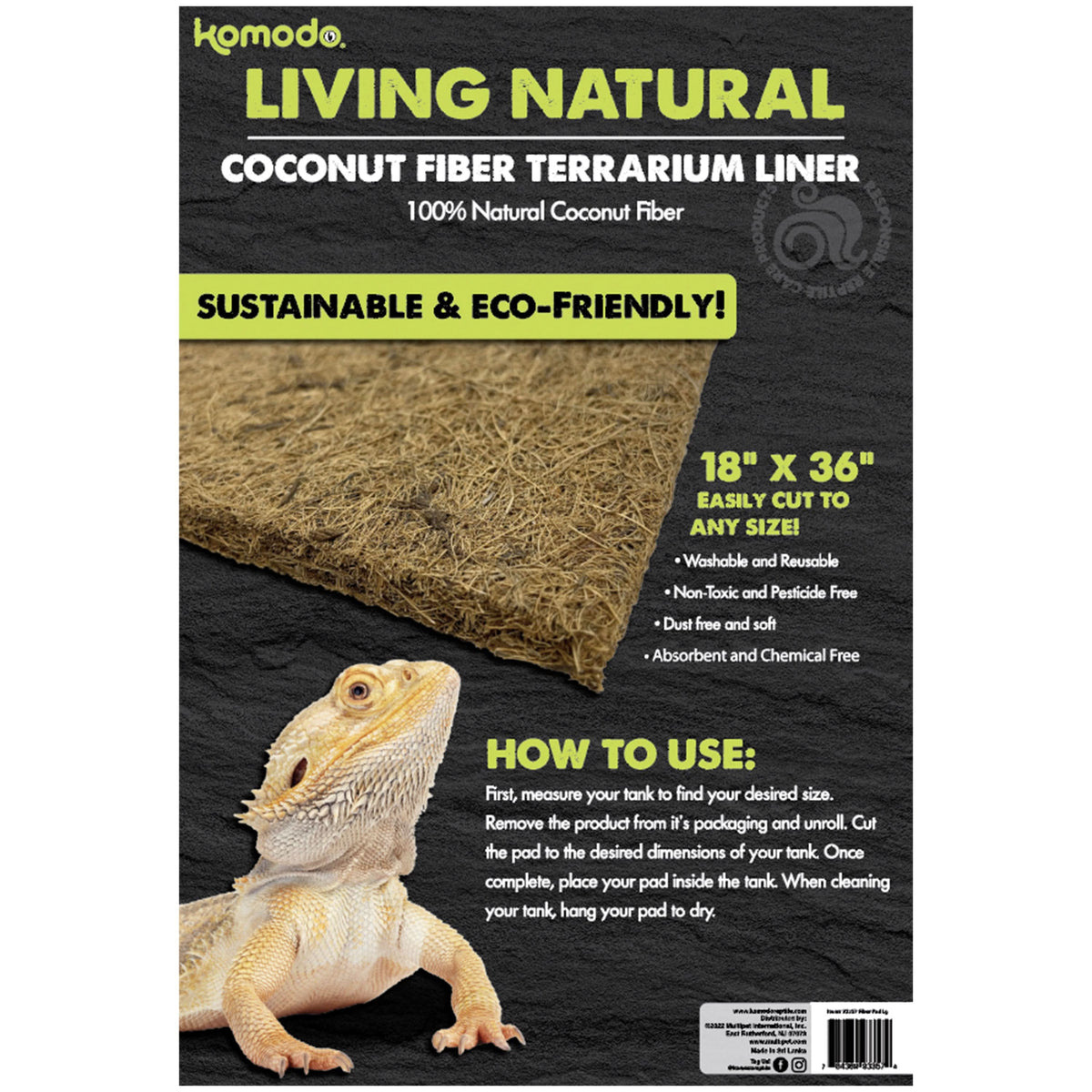 Komodo Living Natural Coconut Fiber Terrarium Liner 18in X 36in ...