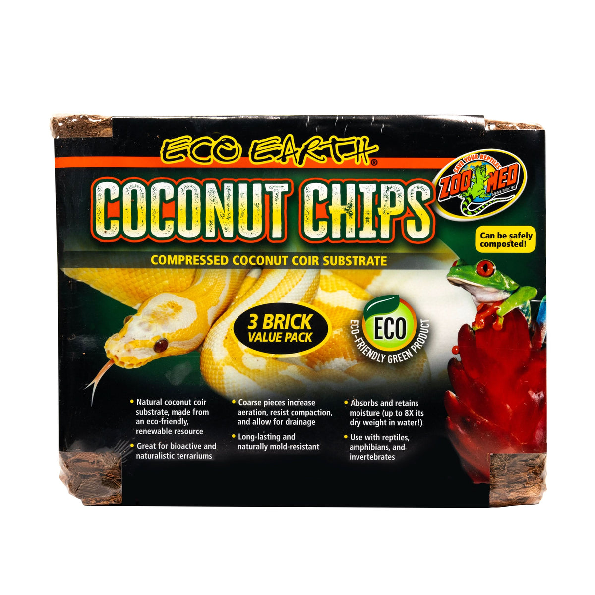 Zoo Med Eco Earth Coconut Chips Substrate 3 Bricks — AnimalWiz.com