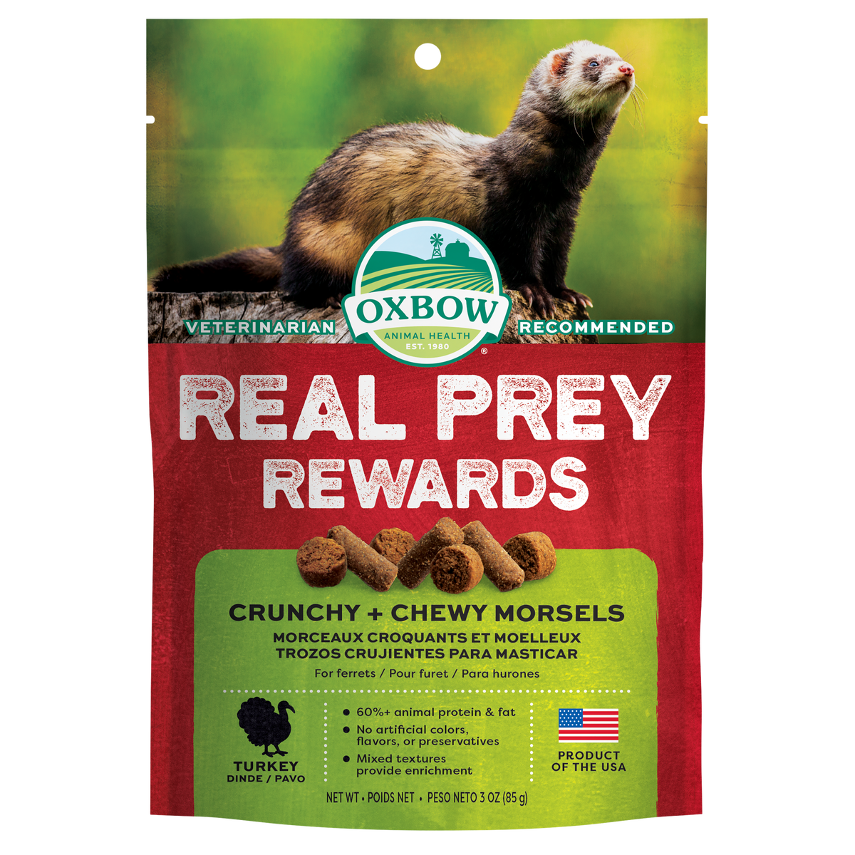 Oxbow Animal Health Real Prey Rewards Crunchy & Chewy Ferret Treat Tur ...