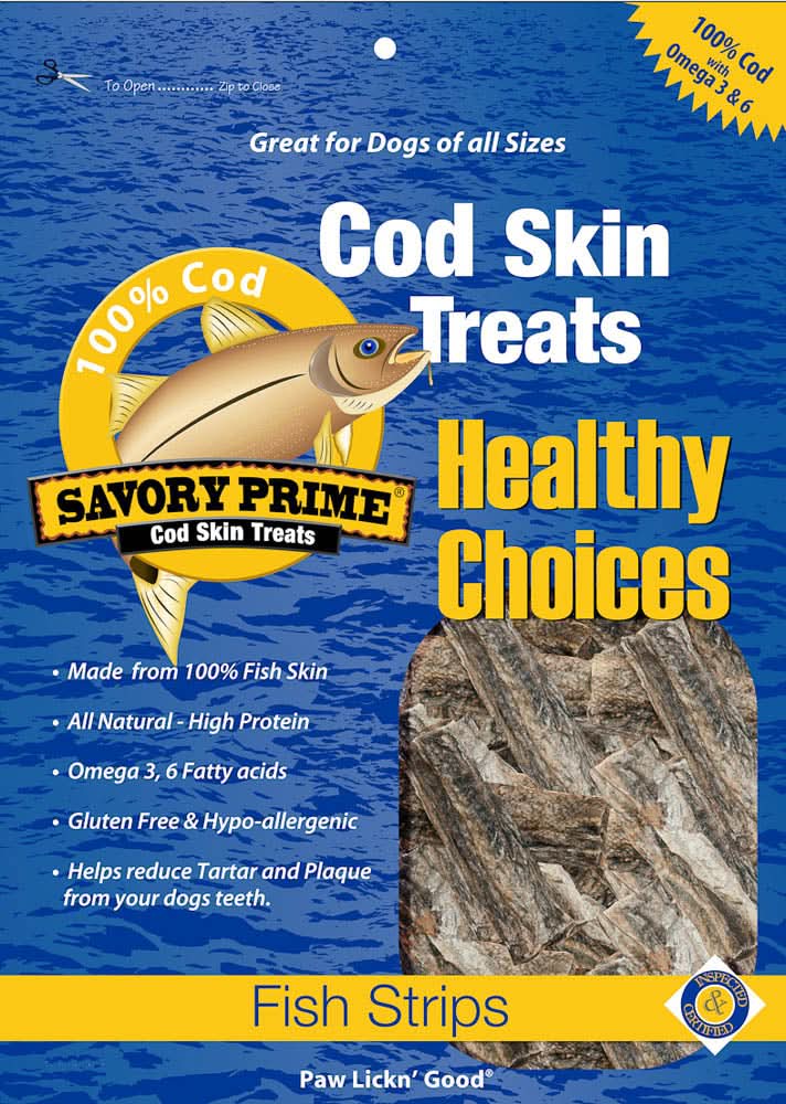 Savory Prime Cod Skin Strips Dog Treat 8 oz — AnimalWiz.com