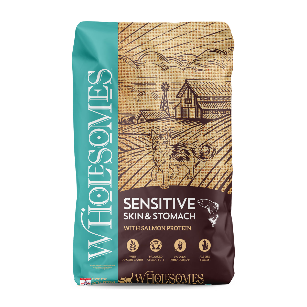 Wholesomes Sensitive Skin & Stomach w/Salmon Protein Dry Cat Food 10lb ...