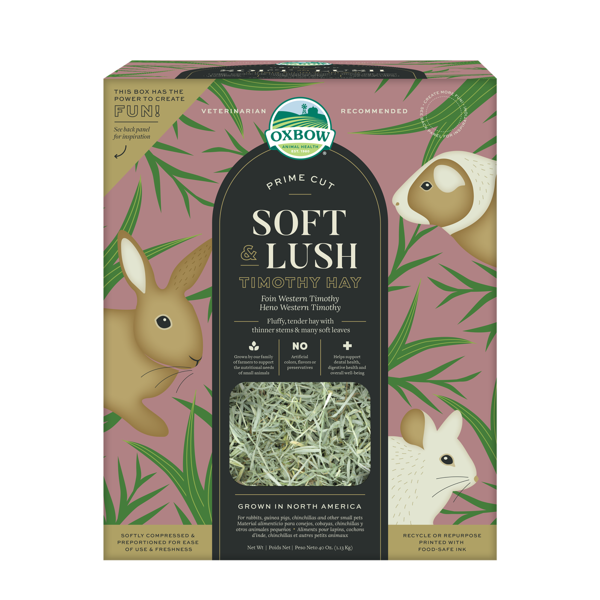 Oxbow Animal Health Prime Cut Soft & Lush Timothy Hay Small Animal Tre ...