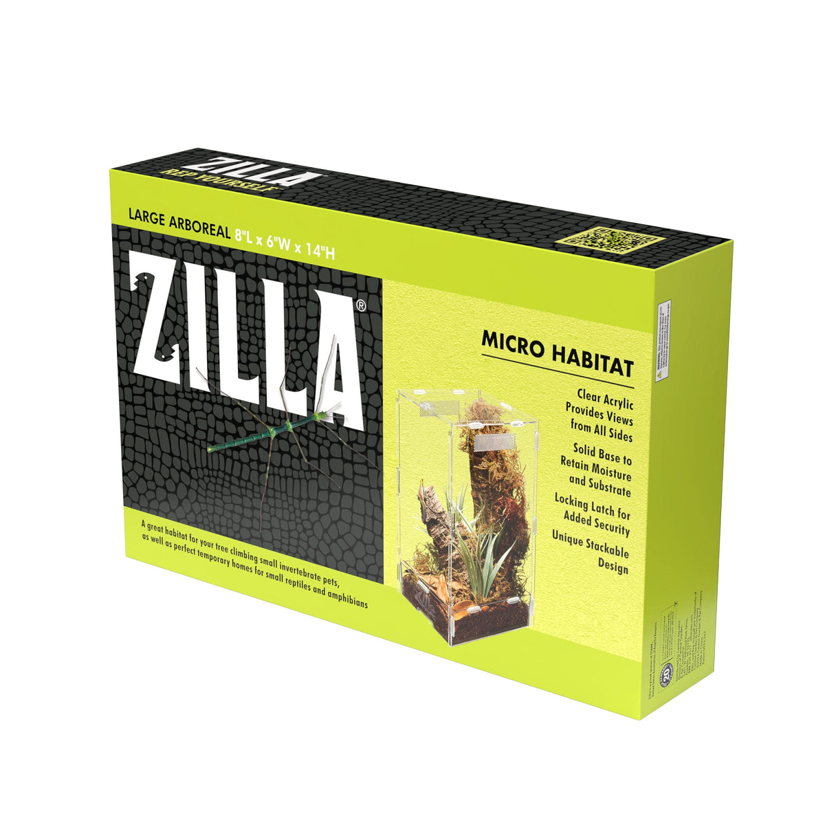 Zilla Micro Habitat Terrariums with Locking Latch Arboreal, Large ...