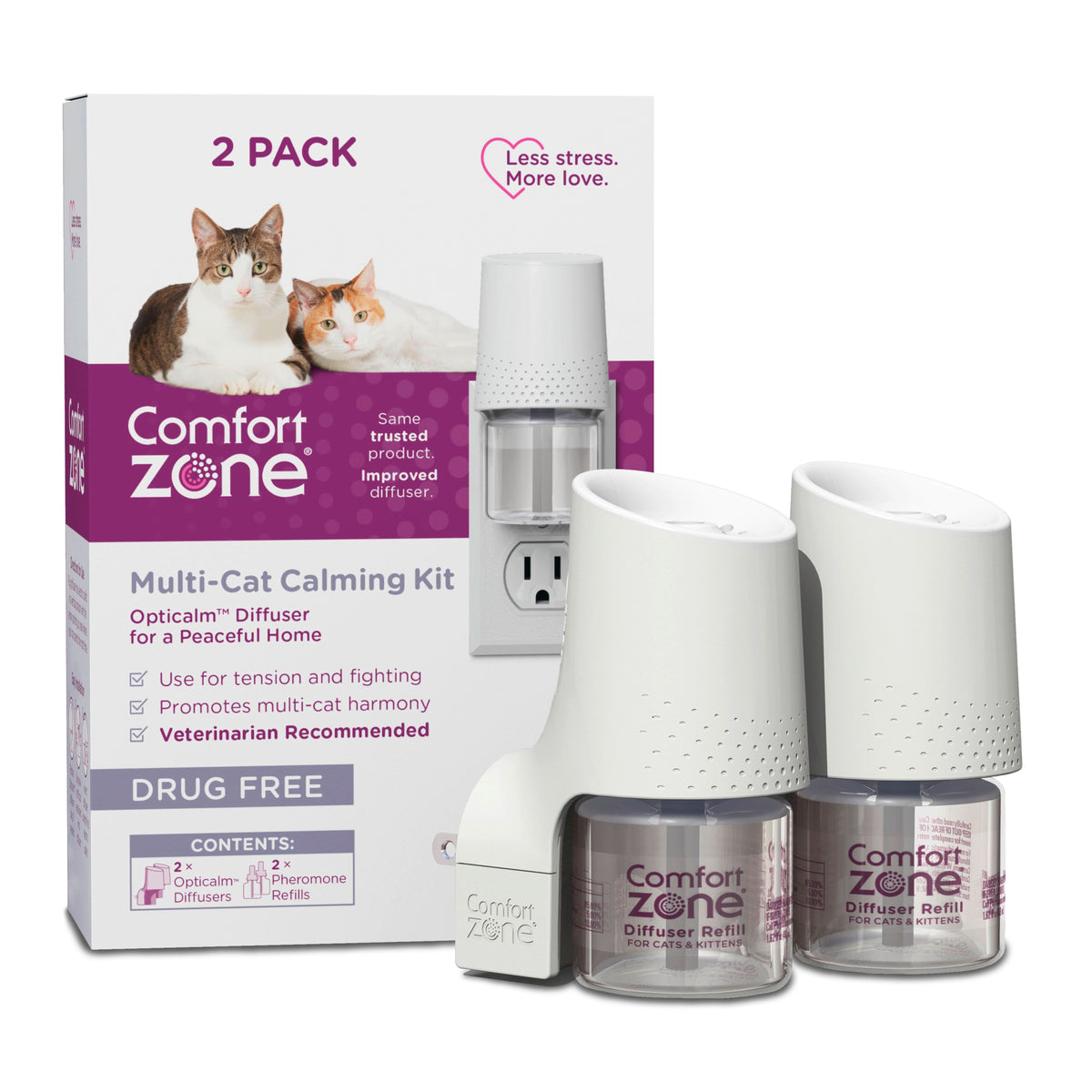 Comfort Zone Multi Cat Calming Diffuser: 2 Pheromone Diffusers & 2 Ref ...