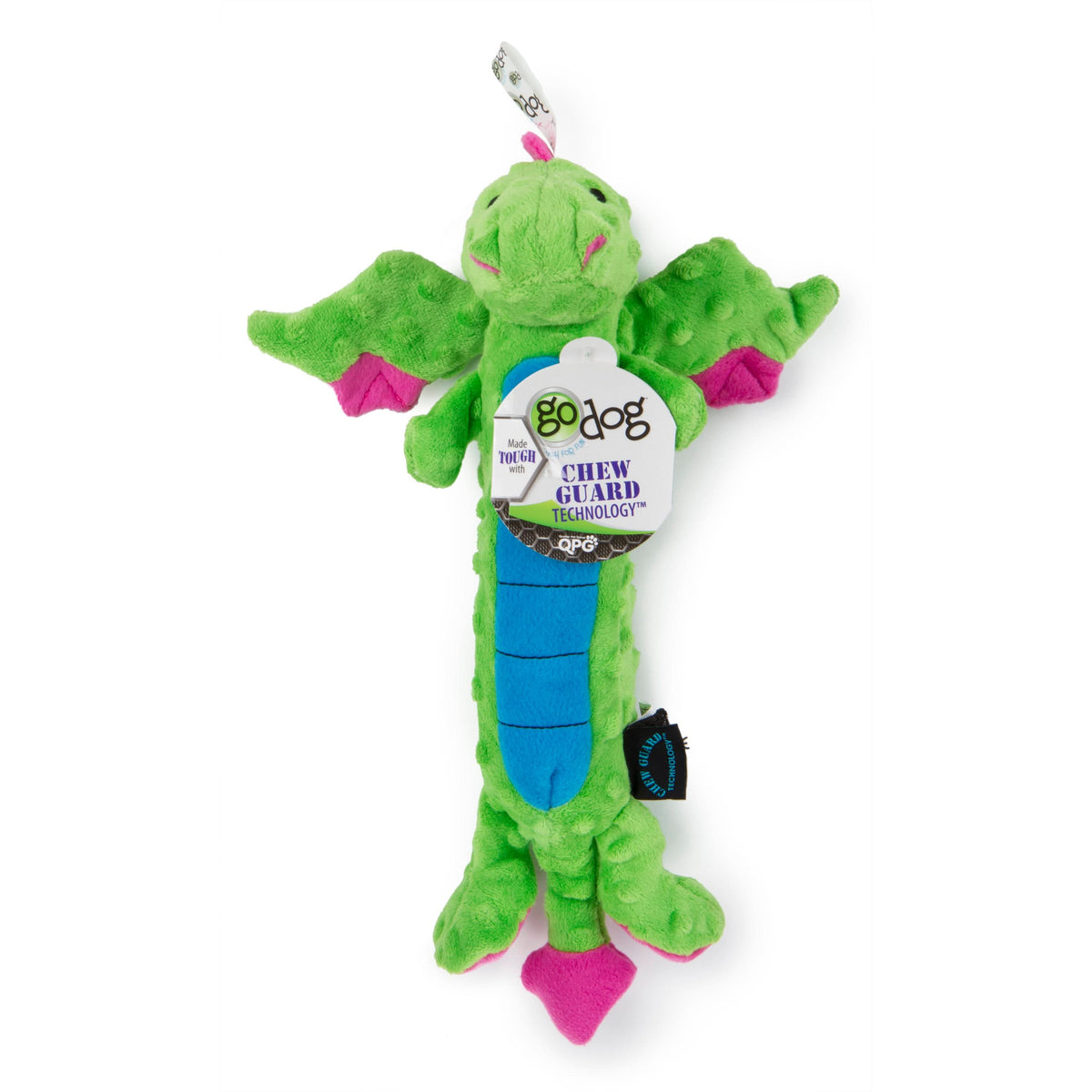 goDog Dragons Skinny Dog Toy with Chew Guard Technology Plush Squeaker ...