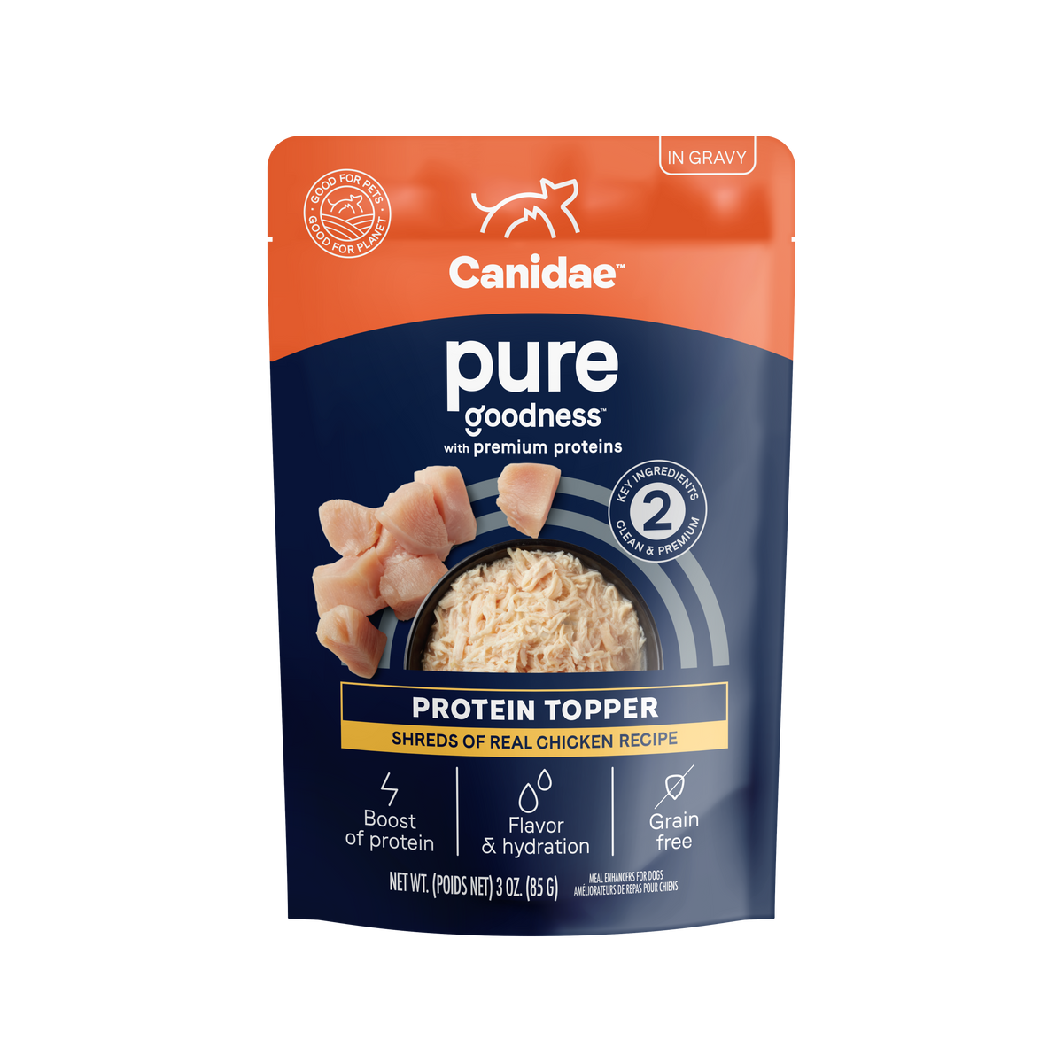 CANIDAE PURE Goodness Protein Topper for Dogs Shredded Chicken in Grav ...