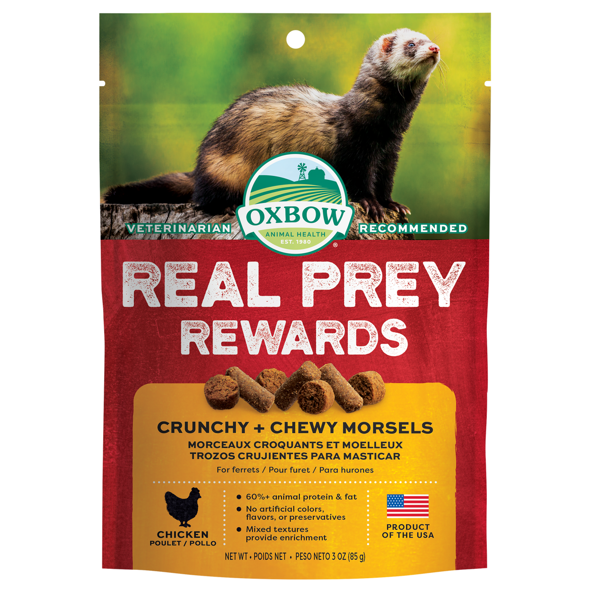 Oxbow Animal Health Real Prey Rewards Crunchy & Chewy Ferret Treat Chi ...